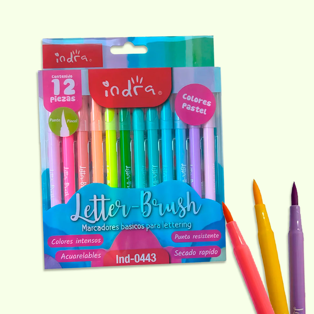 Set de plumones Indra Letter Brush con 12 colores – Chíkidi